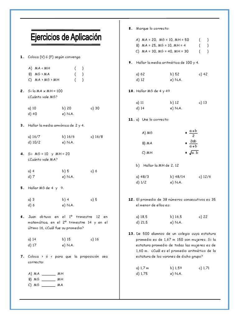 Ejercicios De Promedios Para Tercero De Secundaria Pdf Ajedrez