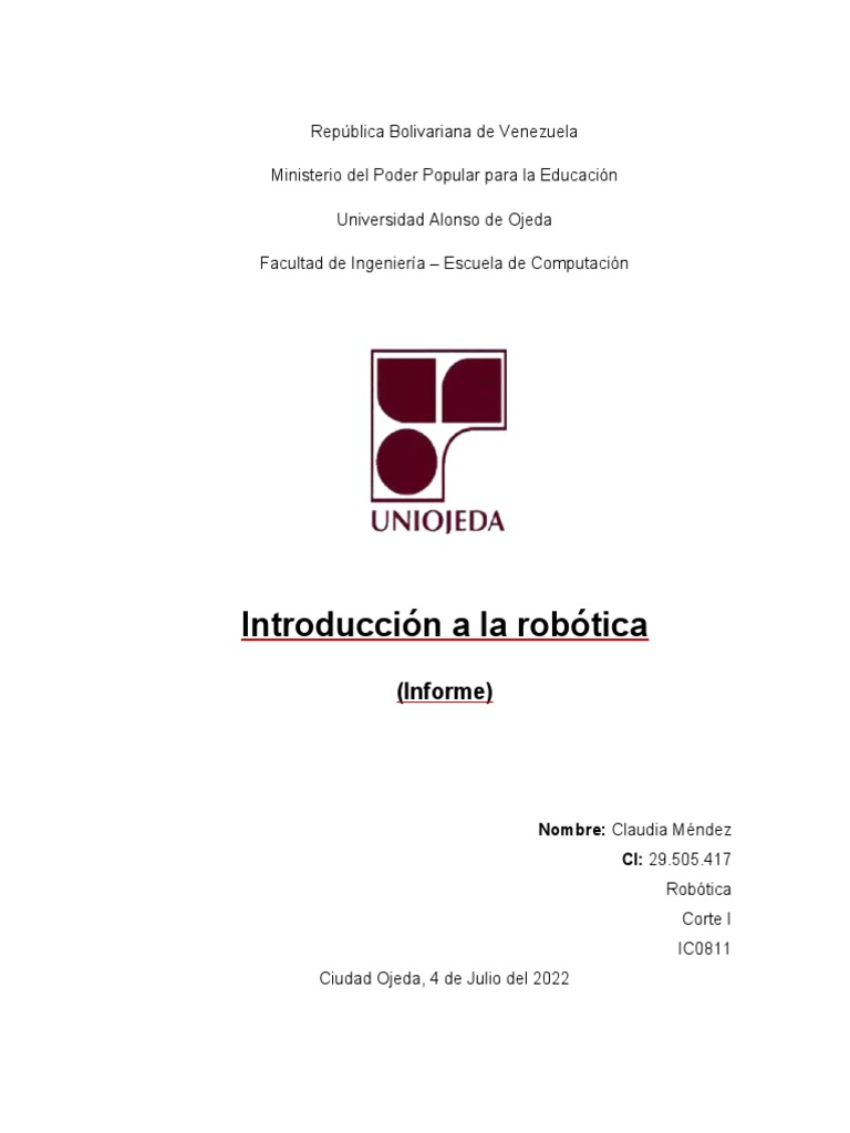 INFORME de ROBÓTICA | PDF | Robótica | Robot