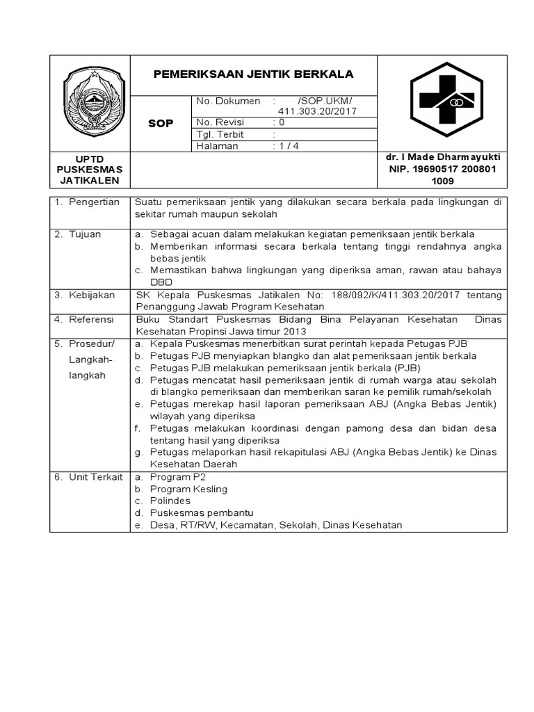 Sop Pemeriksaan Jentik Berkala | PDF