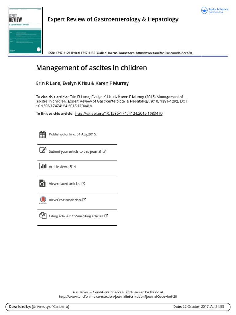 Management of Ascites in Children Lane2015 | PDF | Cirrhosis | Capillary