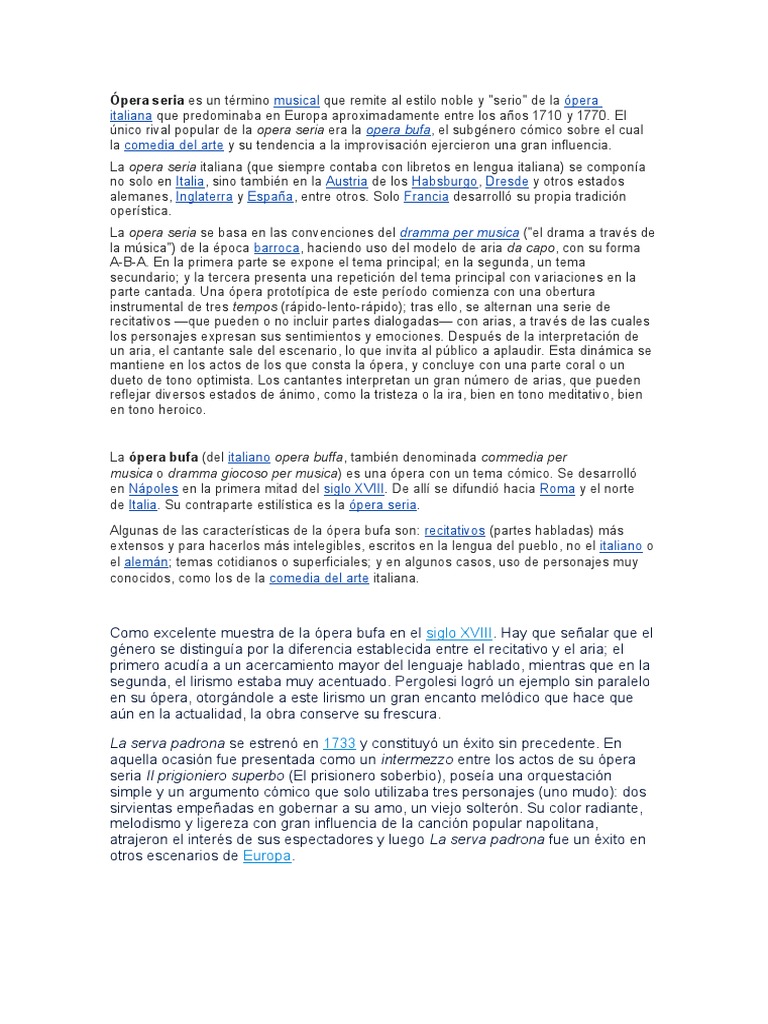 Ópera Seria | PDF | Formas musicales | Ópera