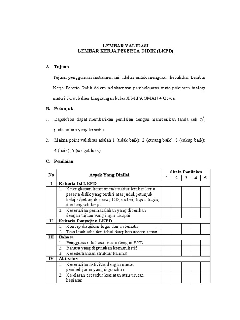 Lembar Validasi Fix | PDF