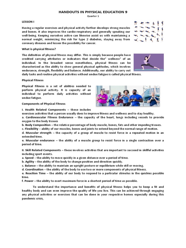 Handouts in Physical Education | Download Free PDF | Physical Fitness ...