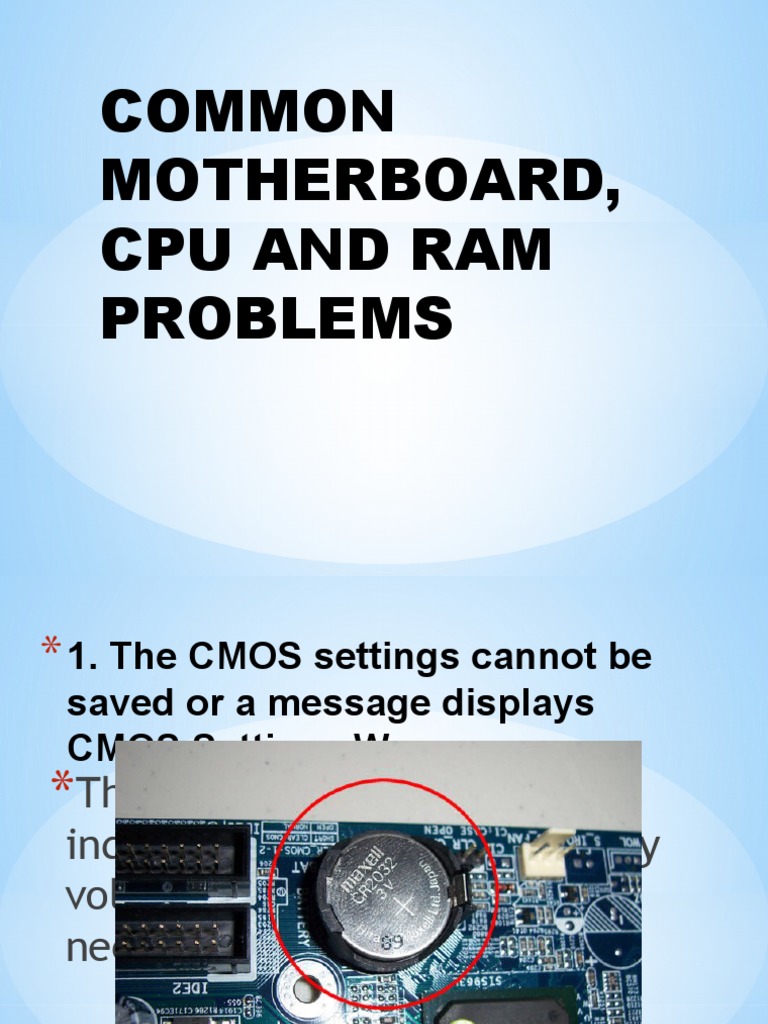 Common Motherboard, Cpu and Ram Problems | PDF | Computer Engineering ...