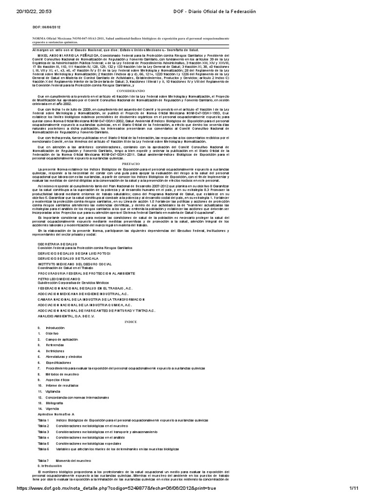 Nom 047 Ssa1 | PDF | Seguridad y salud ocupacional | Higiene Ocupacional