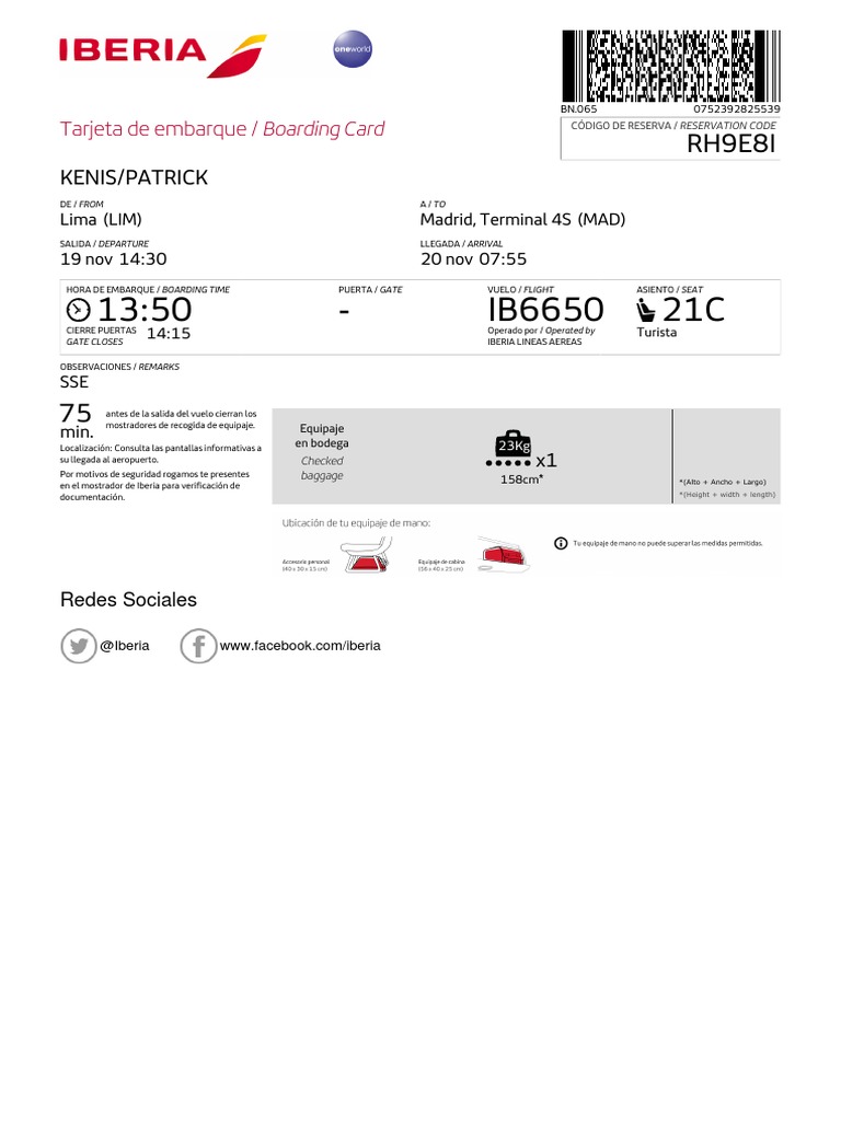 Iberia Rh9e8i | PDF | Aviación | Transporte