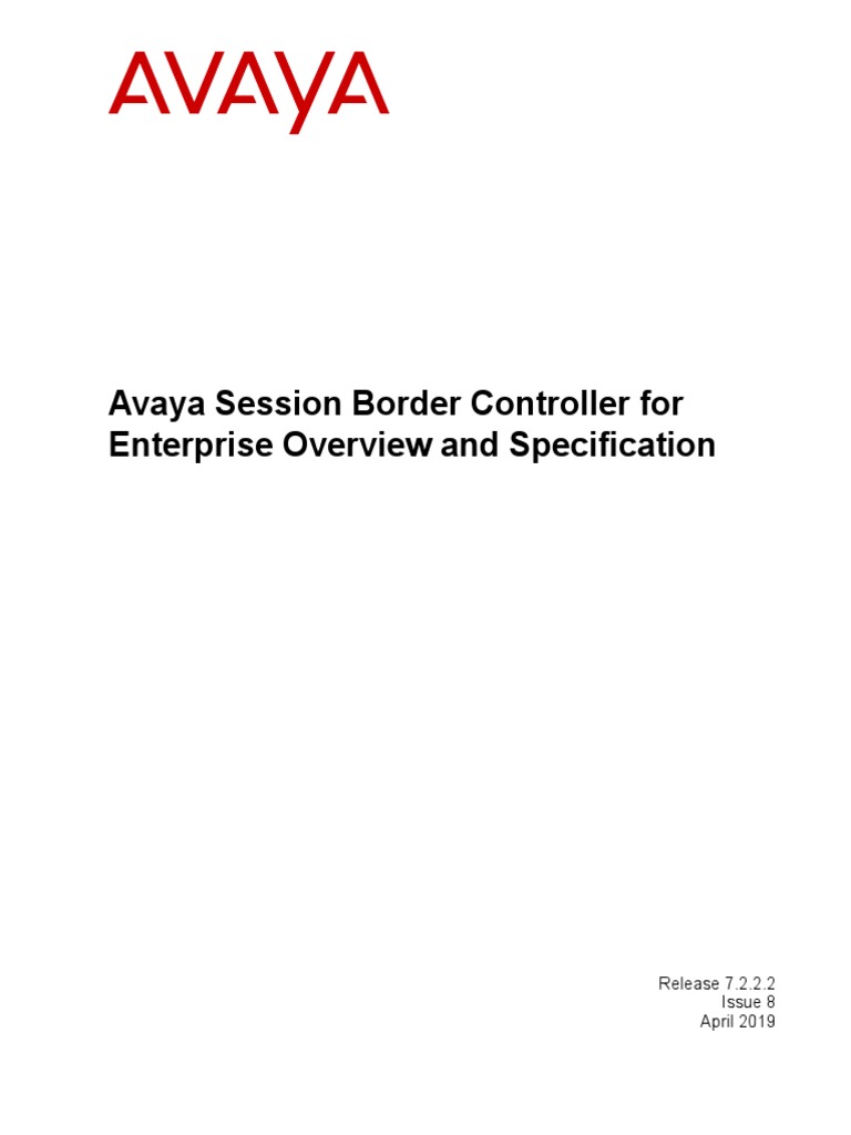 Avaya Session Border Controller For Enterprise Overview and Specification | PDF | Session ...