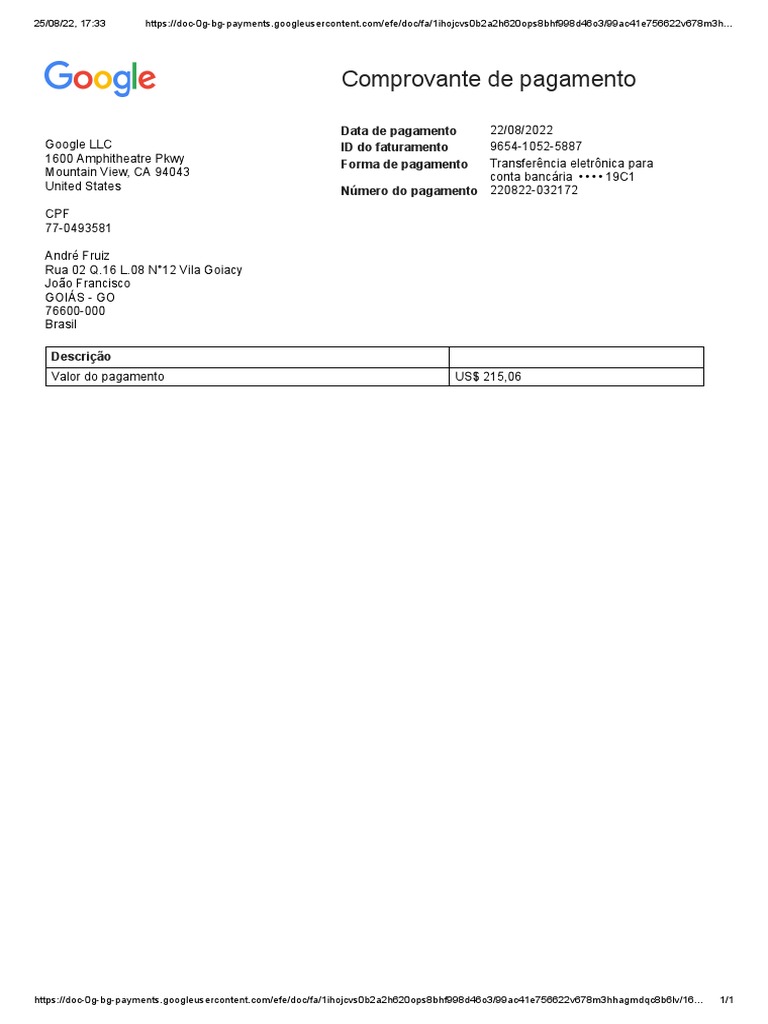 Comprovante de Pagamento | PDF
