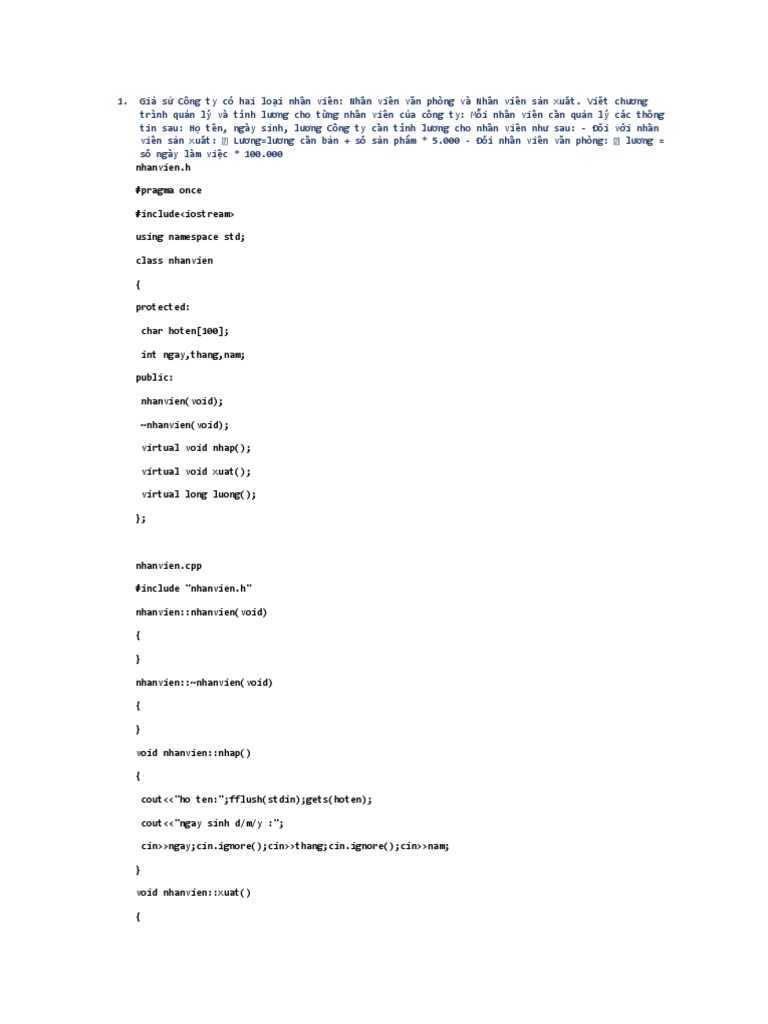 (123doc) Tong Hop Bai Tap Oop Huong Doi Tuong C Co Loi Giai | PDF