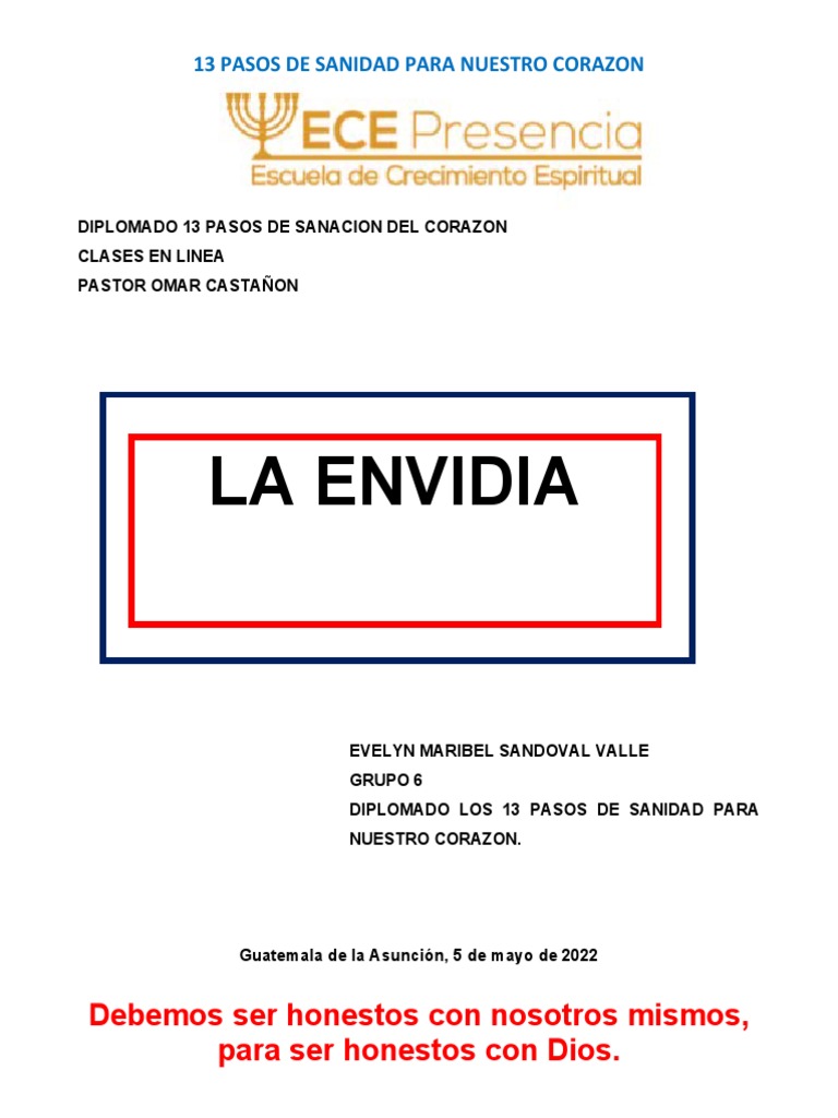Sanando la Envidia en el Corazón | PDF | espíritu Santo | Envidia