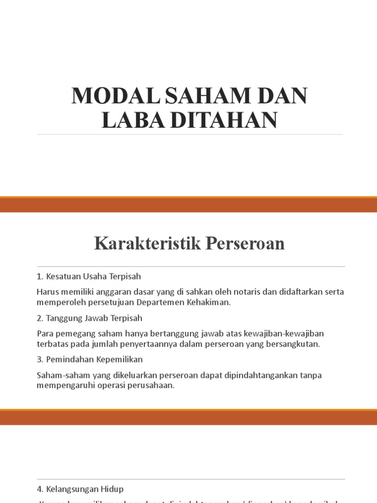 Modal Saham Dan Laba Ditahan | PDF | Pengelolaan Keuangan & Uang | Hukum