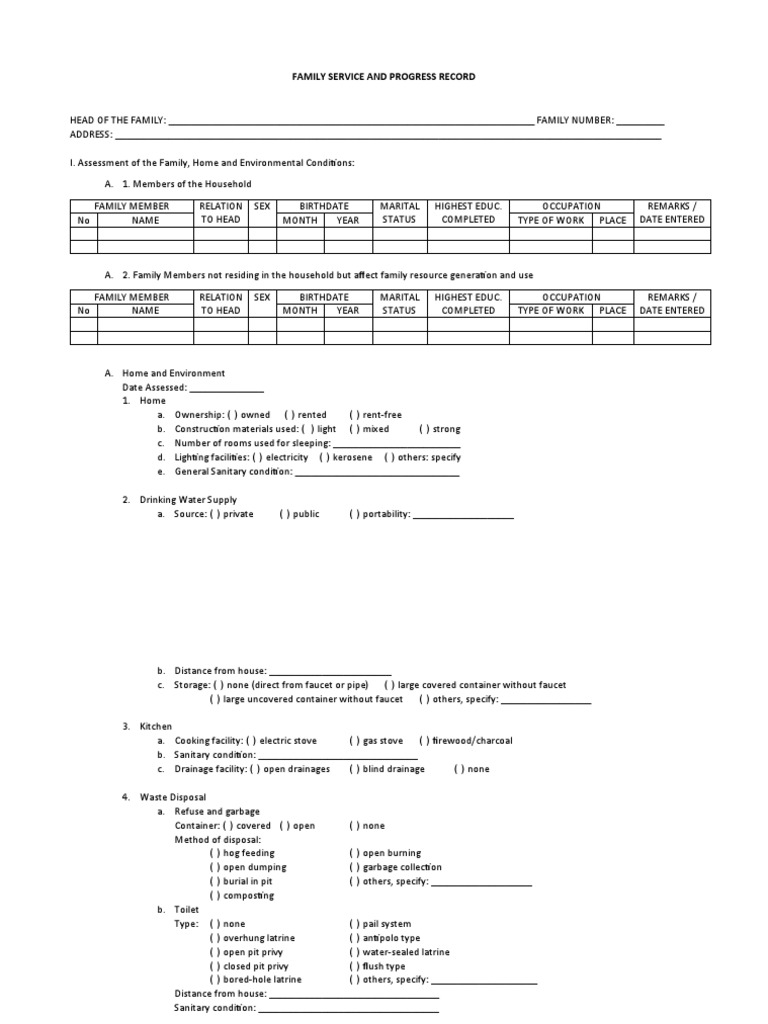 Family Service and Progress Record | PDF | Sanitation | Waste Management