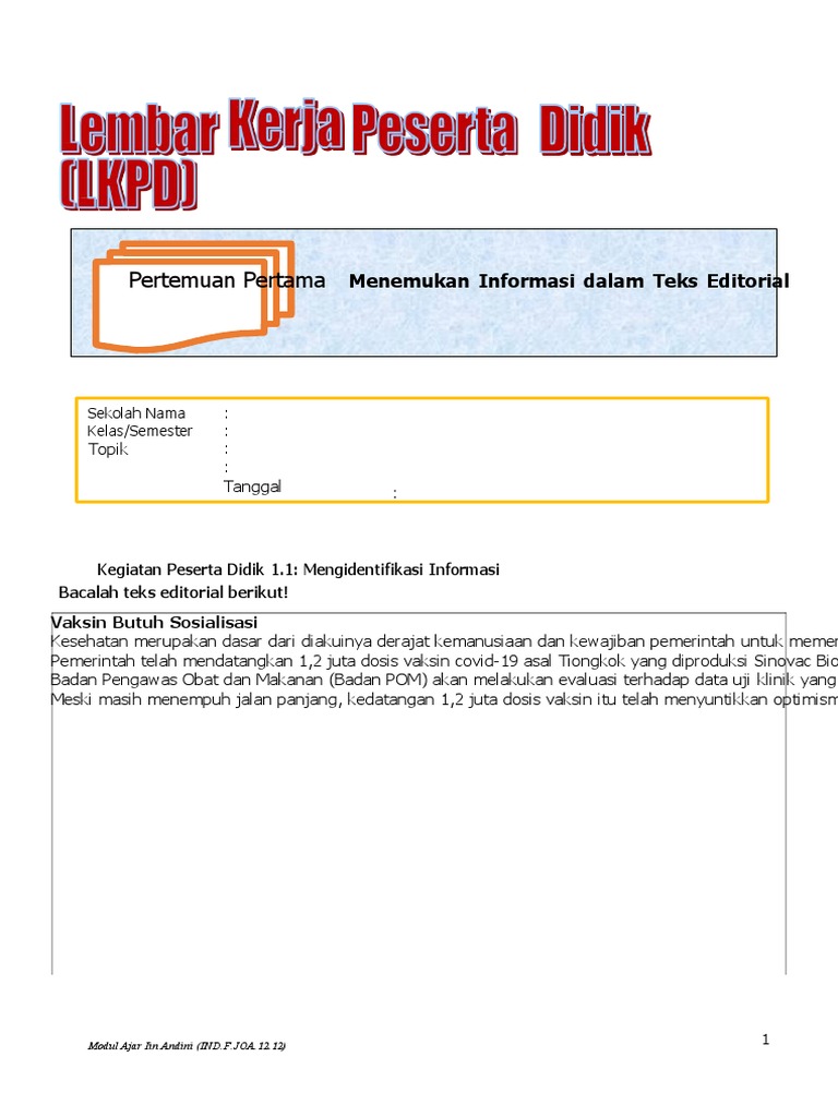 LKPD Teks Editorial | PDF