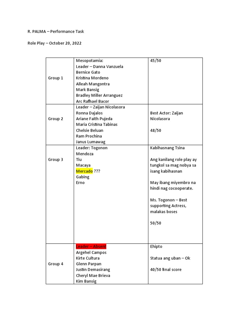 R. Palma Performance Task | PDF