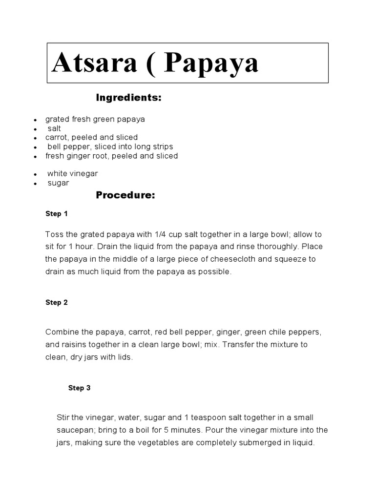 Ingredients-And-Procedure of Atsara | PDF