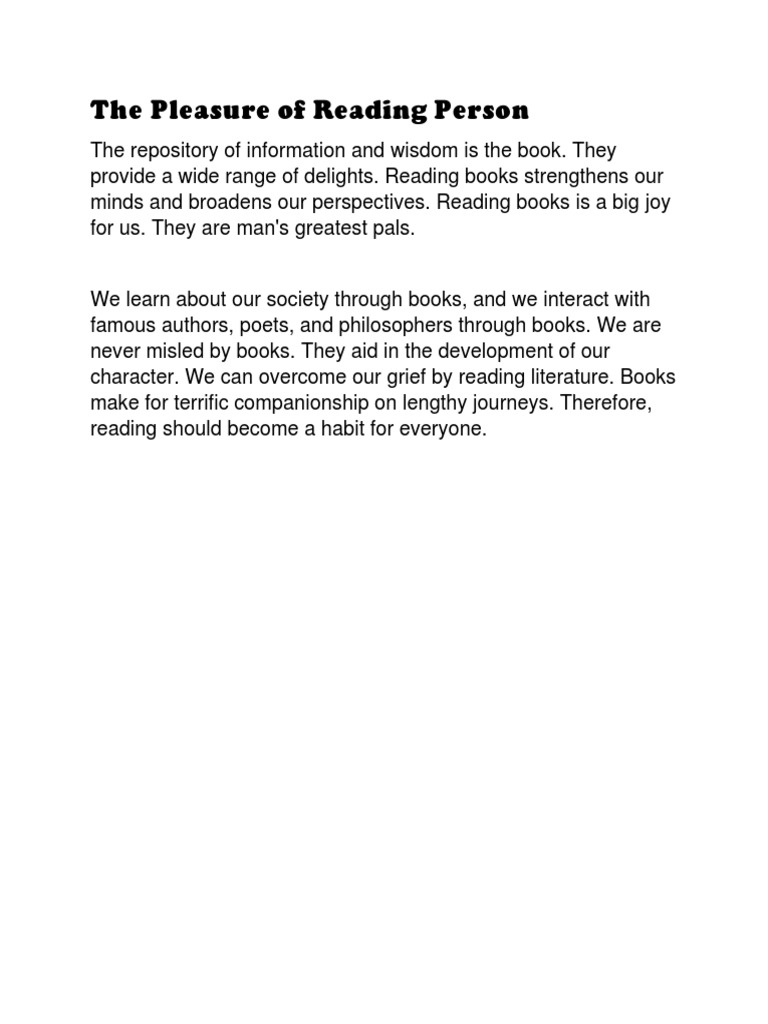 The Pleasure of Reading Person | PDF