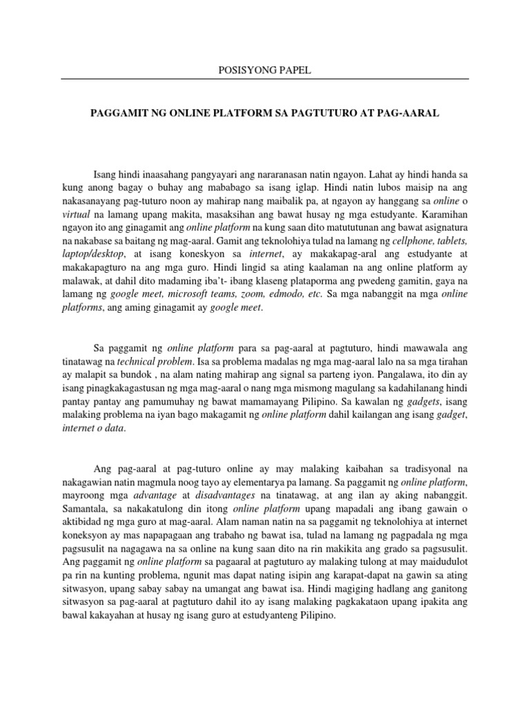 Posisyong Papel | PDF