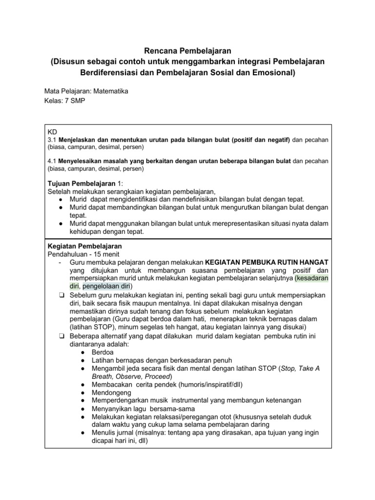 RPP Integrasi KSE SMP | PDF