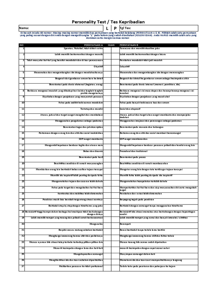 Tes Kepribadian I Pdf