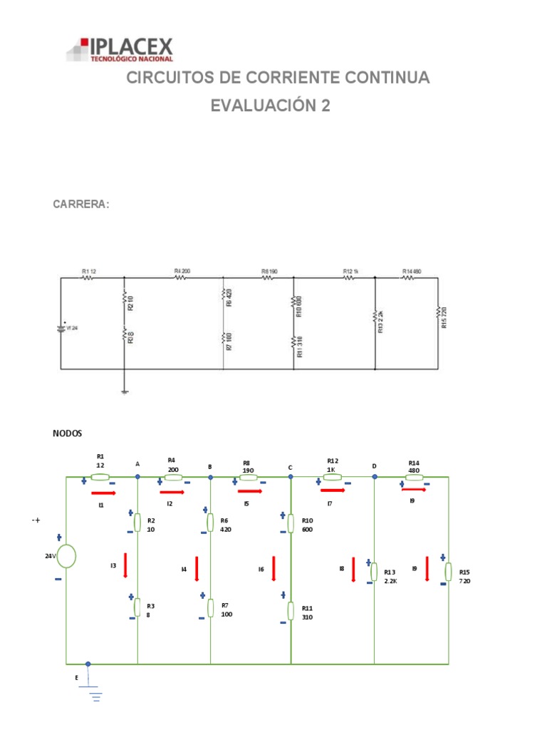 CIRCUITOS DE CORRIENTE CONTINUA EVALUACION 2.pdflisto | PDF