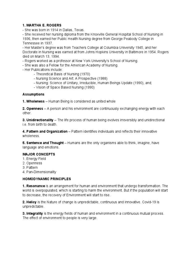 Martha Rogers, Dorothea Orem, Imogene King | PDF | Nursing | System