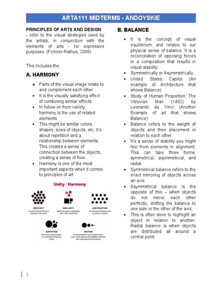 Key Principles of Arts and Design | PDF | Composition (Visual Arts) | Symmetry