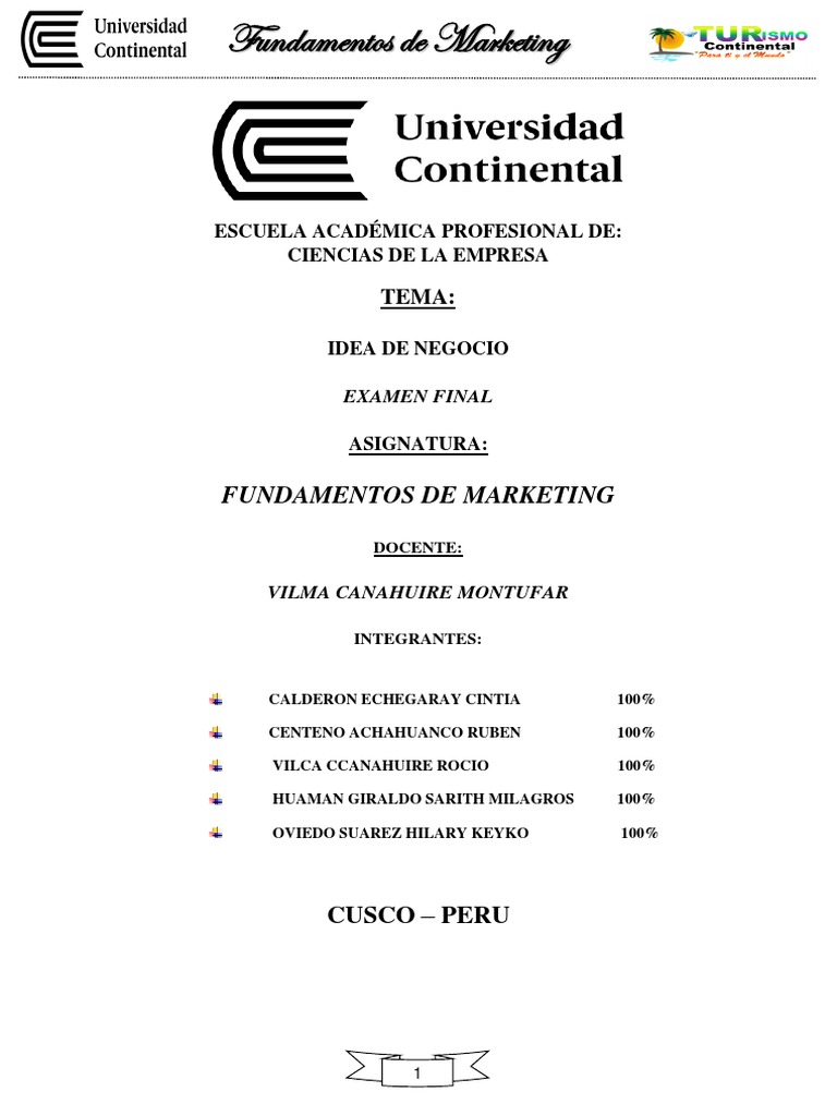 Examen Final-Fd | PDF | Marketing | Turismo