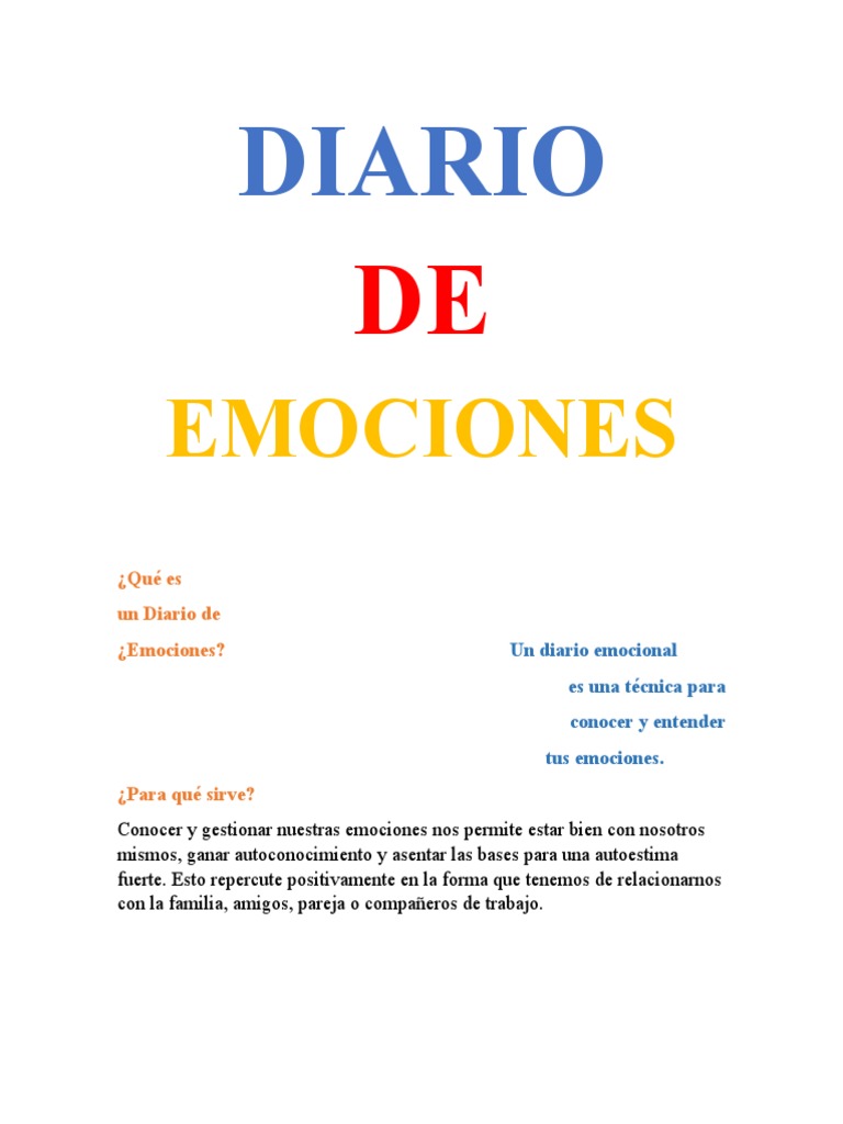 Diario de Emociones 1 | PDF | Las emociones | Sicología