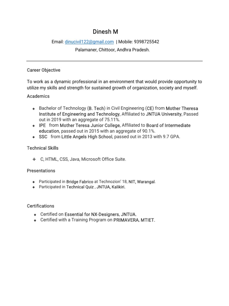 Dinesh Resume | PDF