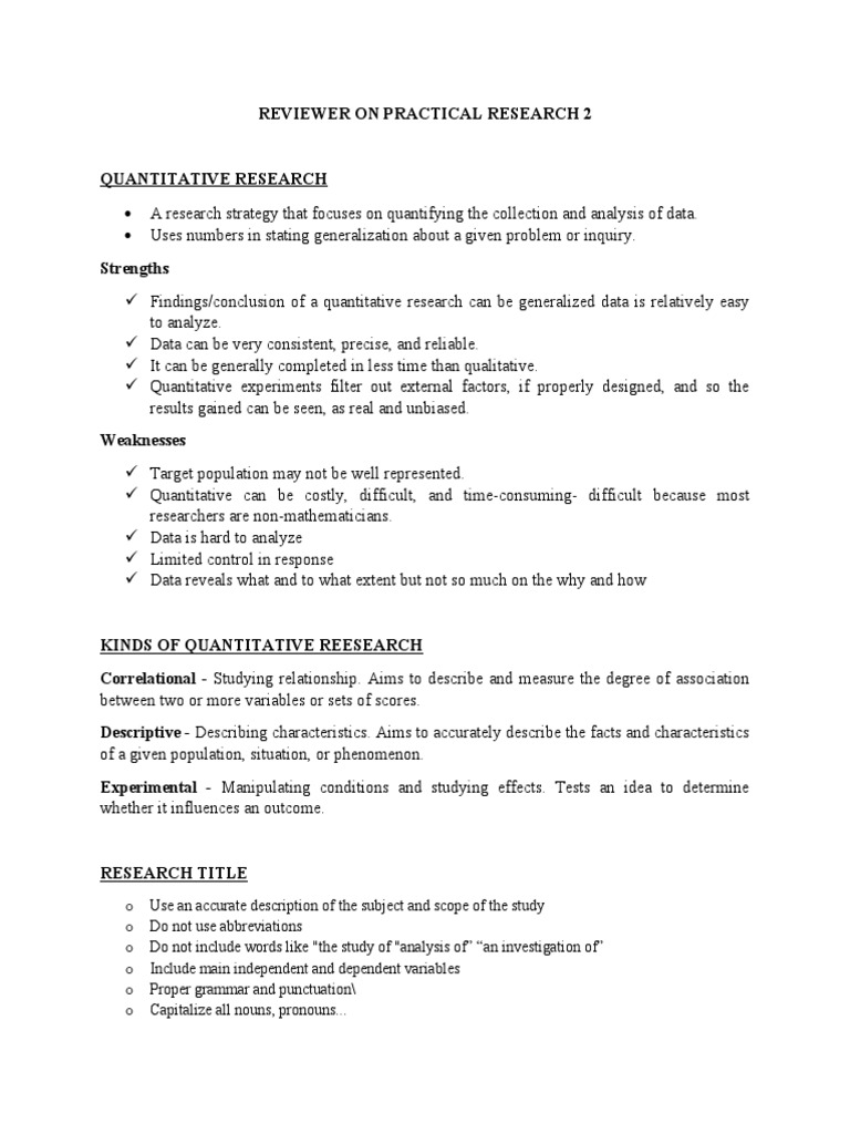 PR2 Reviewer | PDF | Quantitative Research | Statistics