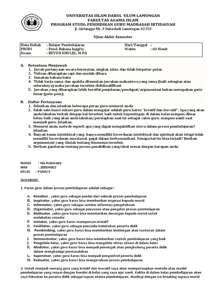 SOAL UAS Teori | PDF