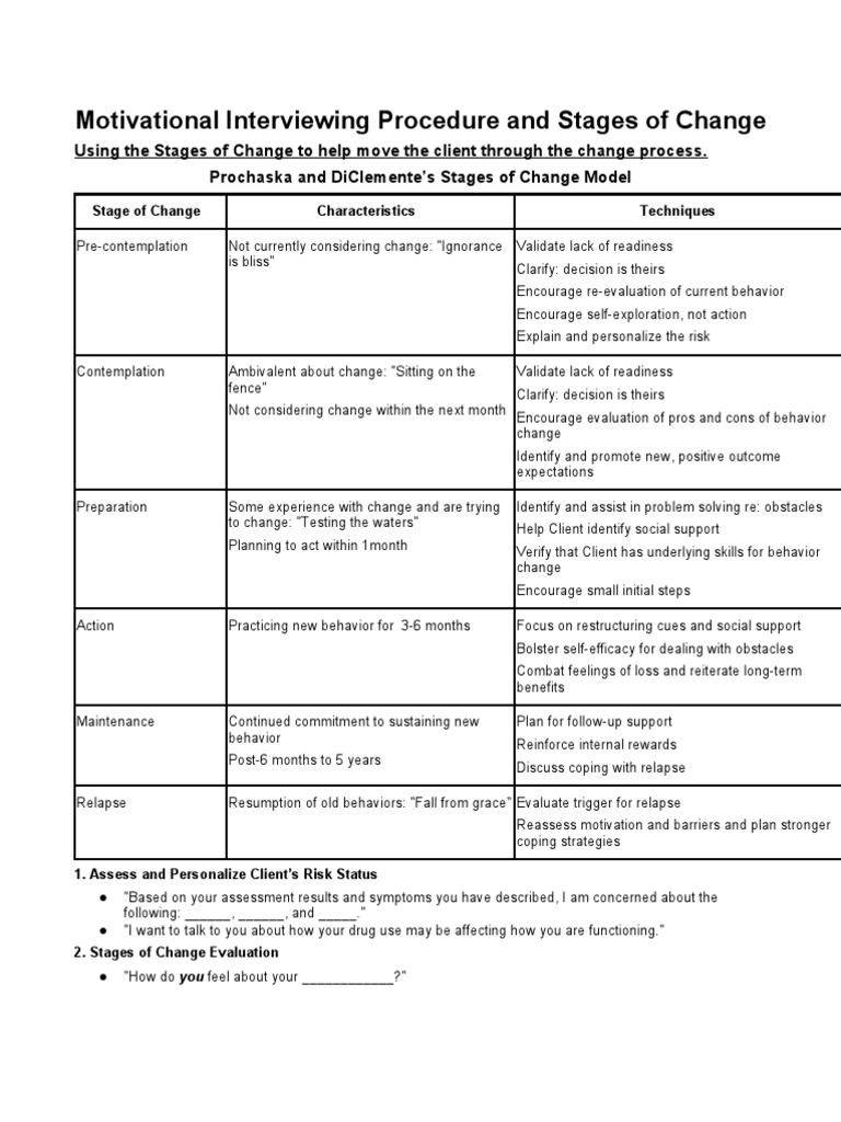 Motivational Interviewing Algorithm | PDF | Psychological Concepts | Action (Philosophy)