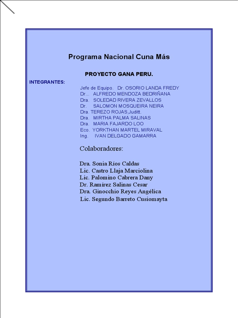 Programa Cuna Mas-Gana Peru. | PDF | Desigualdad social ...