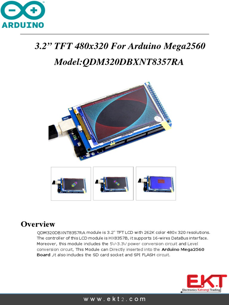 3.2" TFT 480x320 For Arduino Mega2560 Model:QDM320DBXNT8357RA | PDF ...