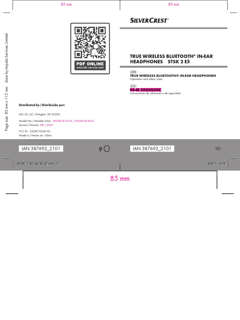 Silvercrest STSK 2 E5 | PDF | Headphones | Battery Charger
