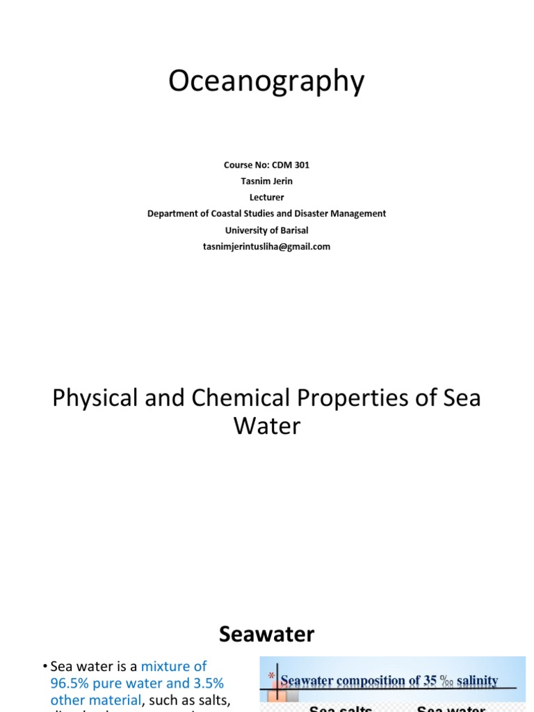 Properties of Sea Water | PDF | Salinity | Water