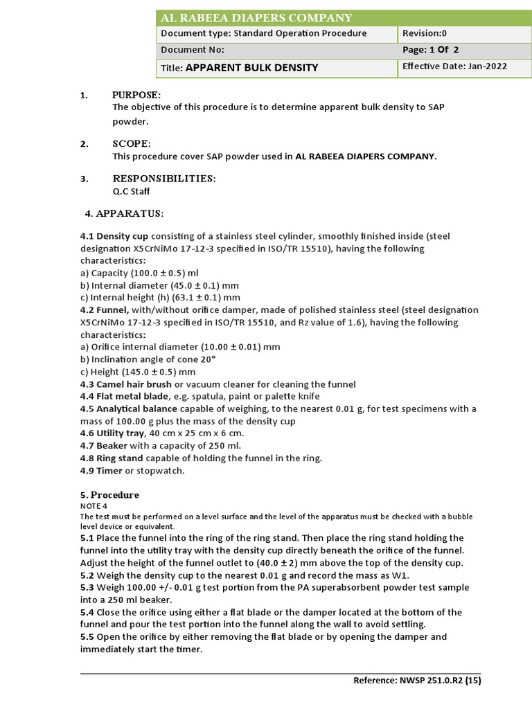 Apparent Bulk Density | PDF | Density | Metrology