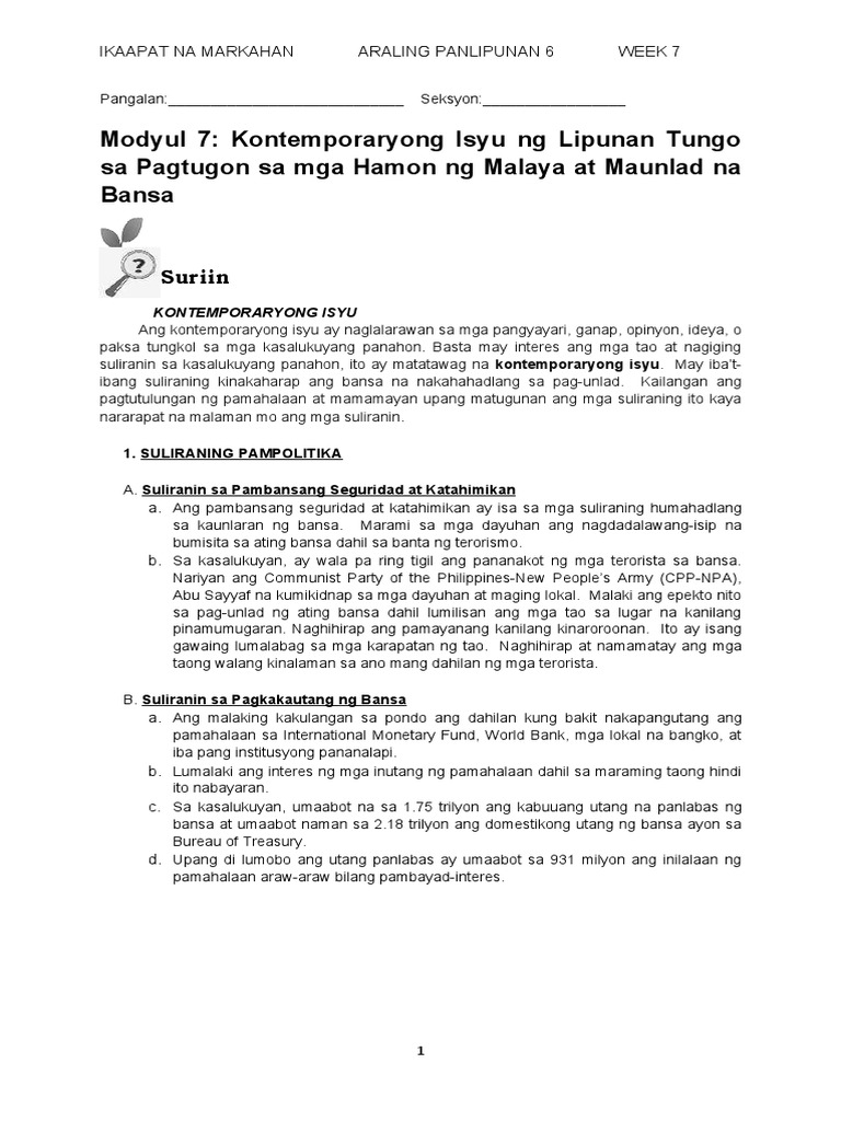 AralPan6 Q4 Week-7-FINAL | PDF