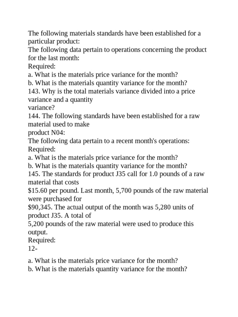 Established Standards for Product Variances | PDF | Business ...