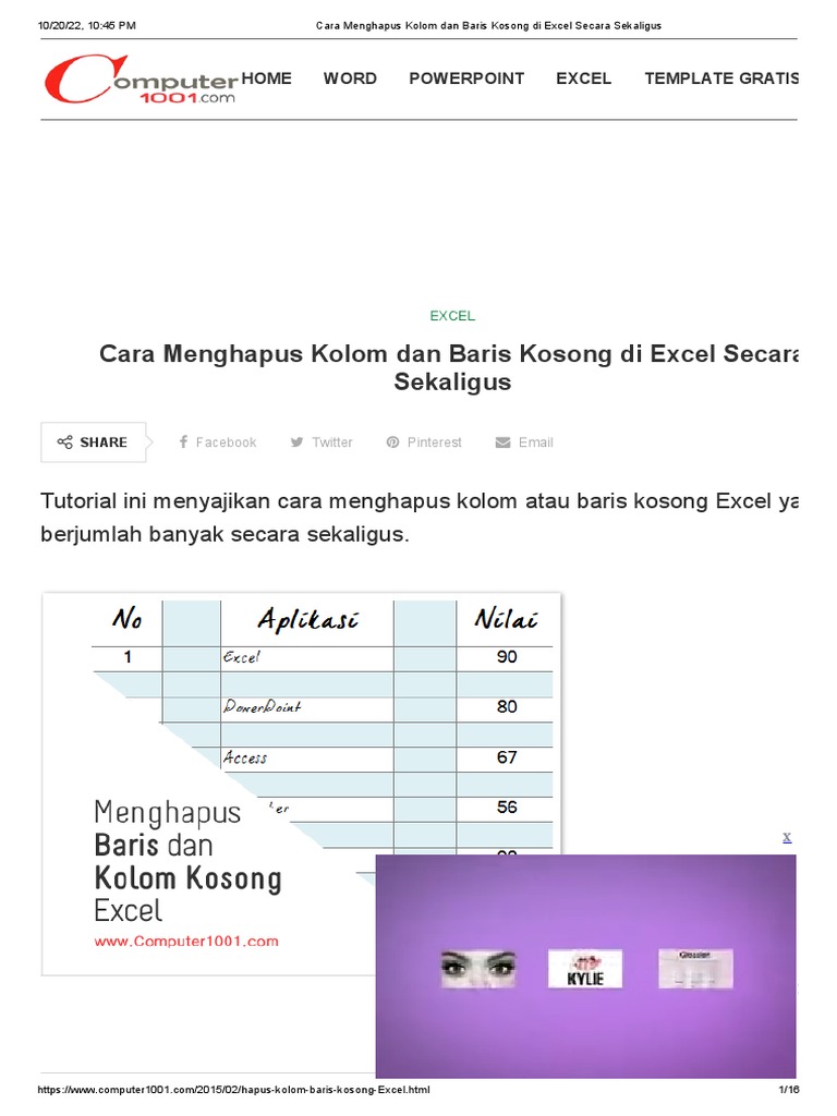Cara Menghapus Kolom Dan Baris Kosong Di Excel Secara Sekaligus | PDF