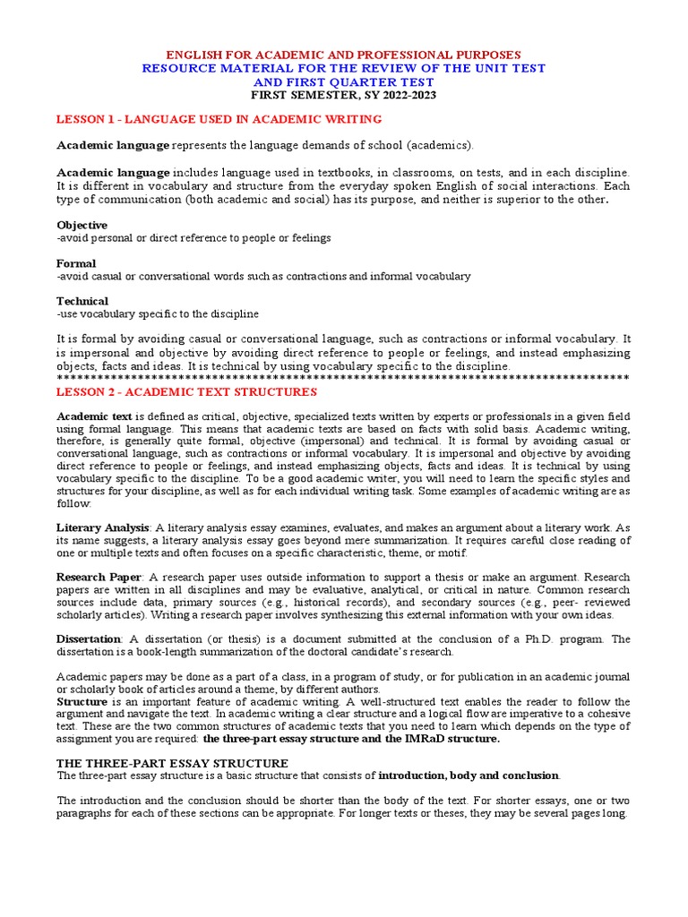 Eapp Resource Material For Review Quarter 1 Lesson 1 7 | PDF | Essays | Patriarchy