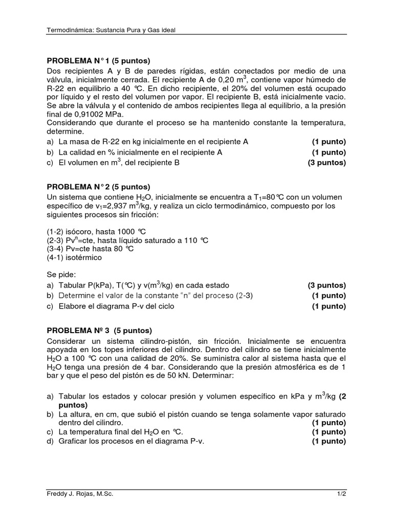 Ejercicios Termodinámica | PDF | Gases | Presión