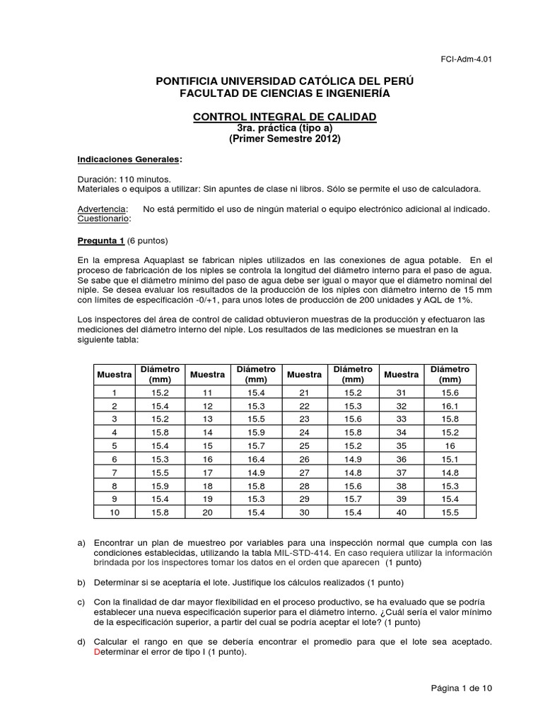 Practica 3 Control de Calidad | PDF | Auditoría | Contralor