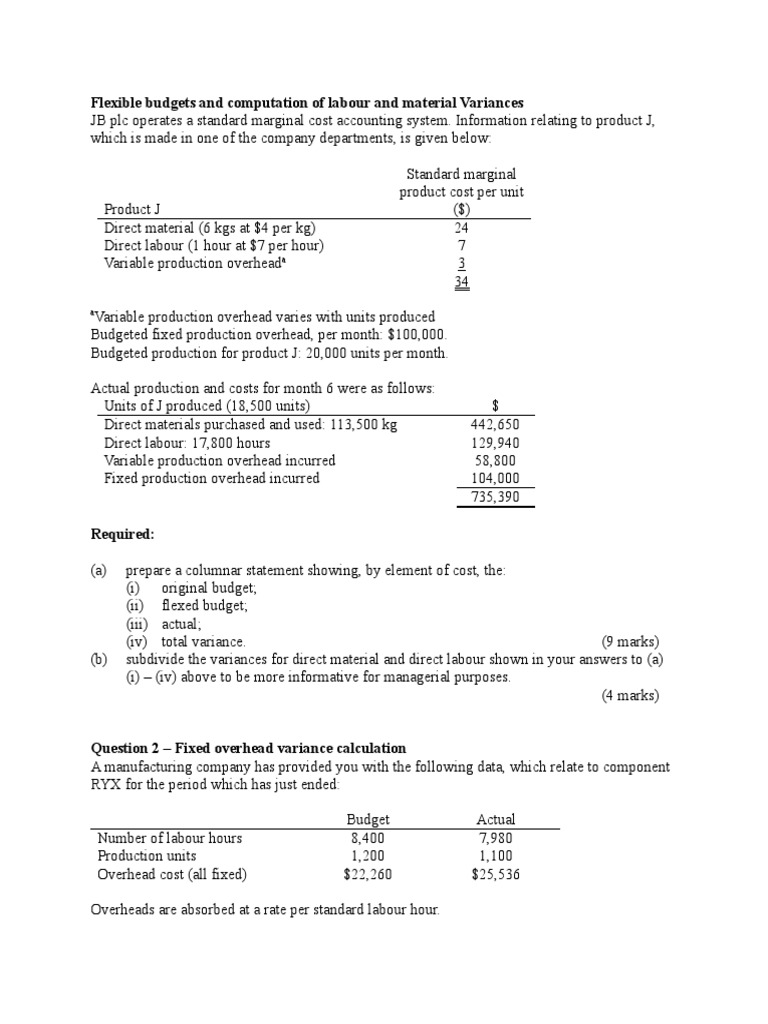 Flexible Budgets and Computation of Labour and Material Variances | PDF | Market (Economics ...