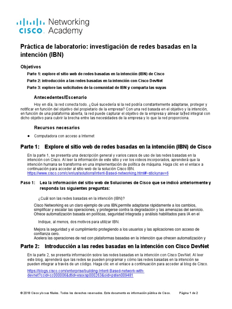 Lab - Researching Intent-Based Networking2022 | PDF | Red mundial | Internet y web