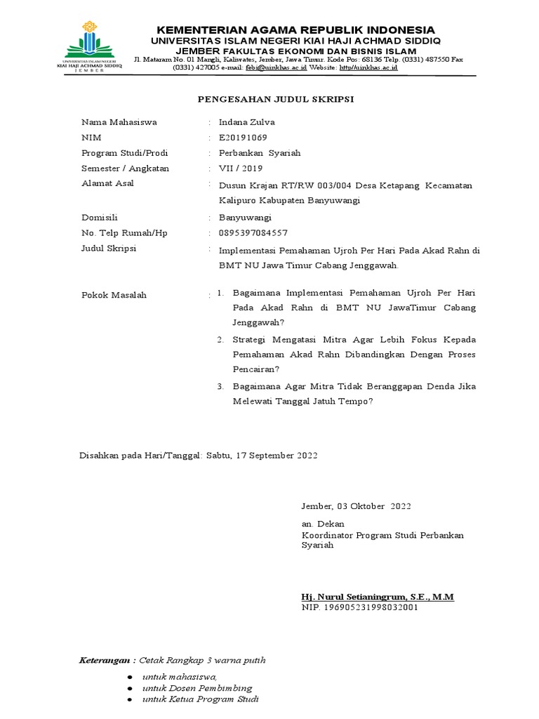 Berkas Pengajuan Skripsi | PDF