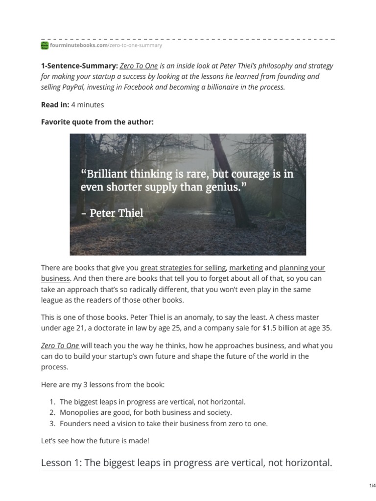 Insights from "Zero to One" by Thiel | PDF | Career & Growth | Business