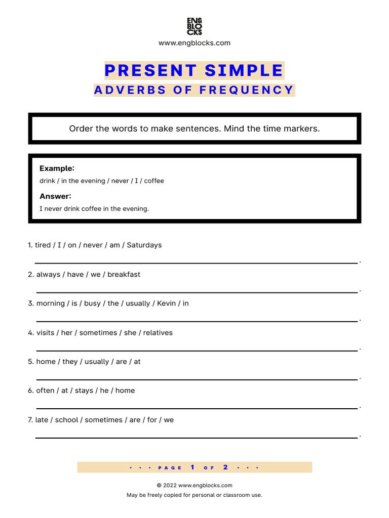 Present Simple Adverbs of Frequency | PDF | Language Families ...