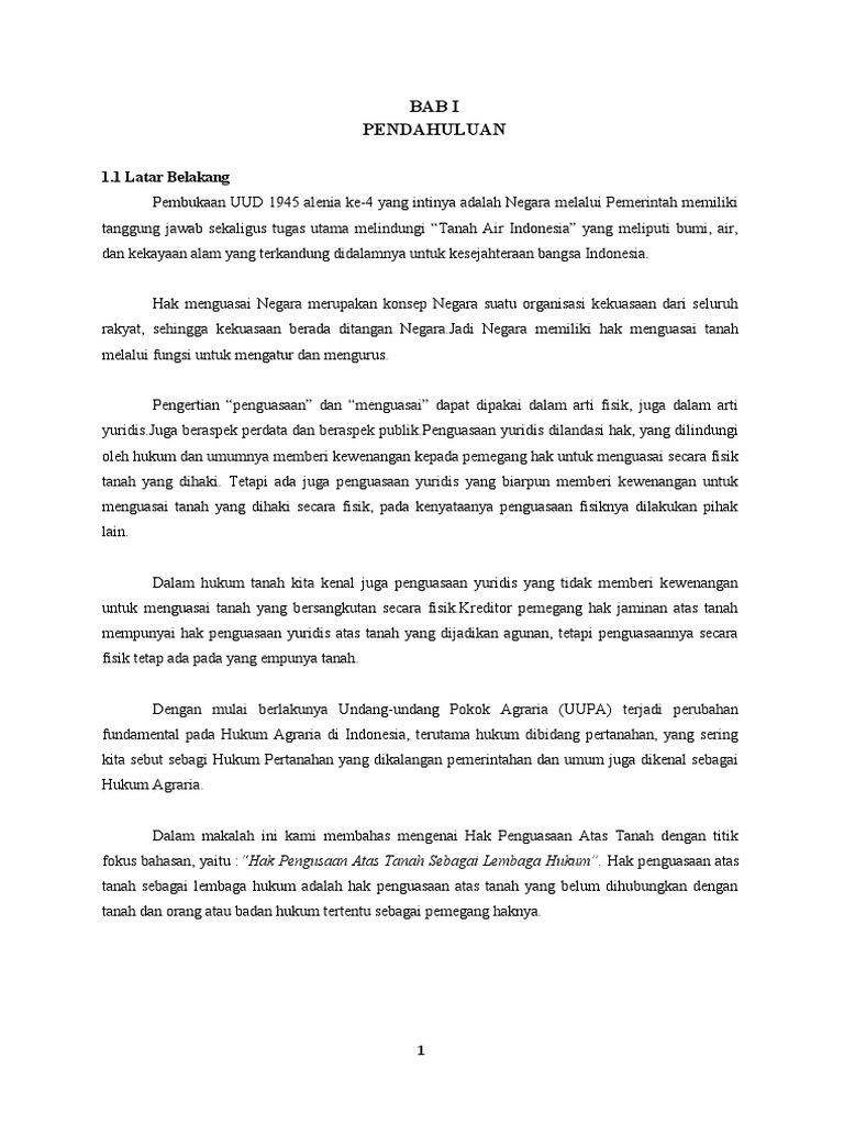 Hak Penguasaan Tanah dalam Hukum Agraria | PDF