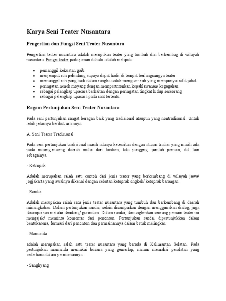 Teater Tradisional Nusantara dan Simbolnya | PDF | Kajian Bahasa Asing